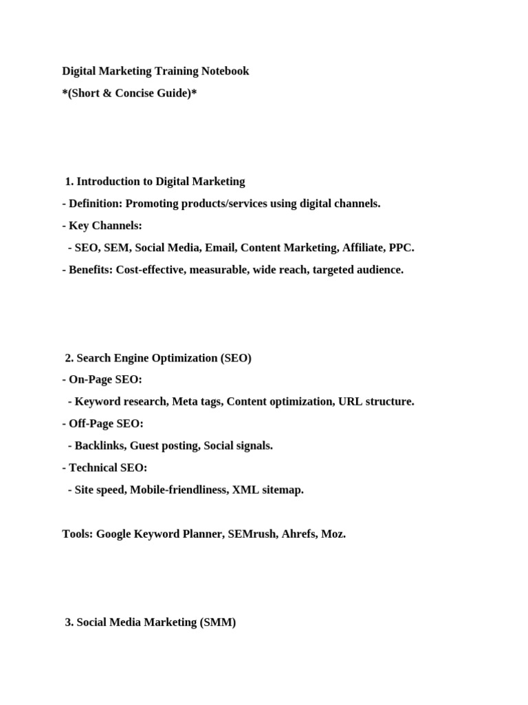 Digital Marketing Training Notebook | PDF