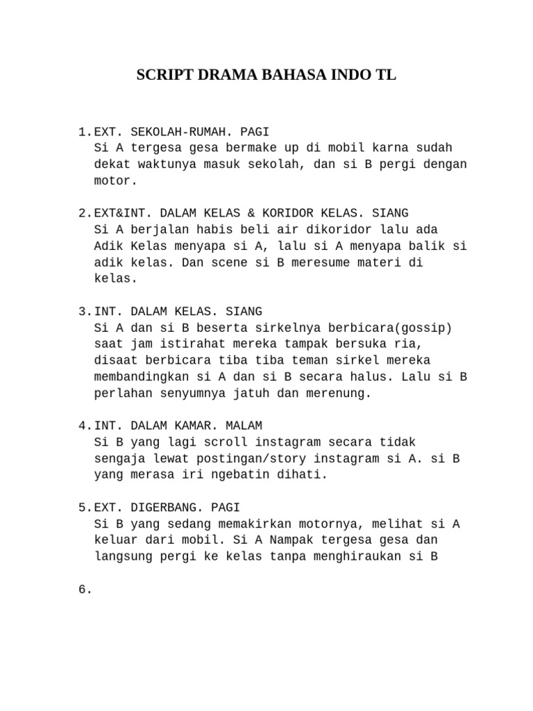 Script Drama Bahasa Indo TL | PDF
