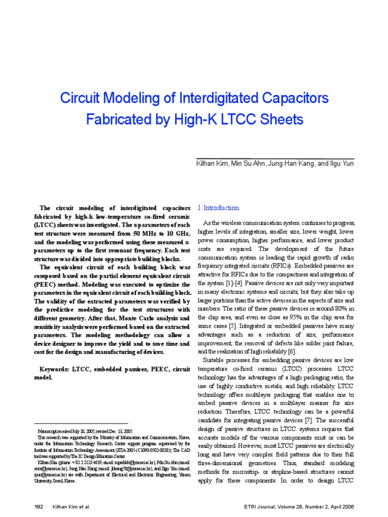 Circuit Modeling of Interdigitated Capacitors Fabricated by High-K LTCC ...