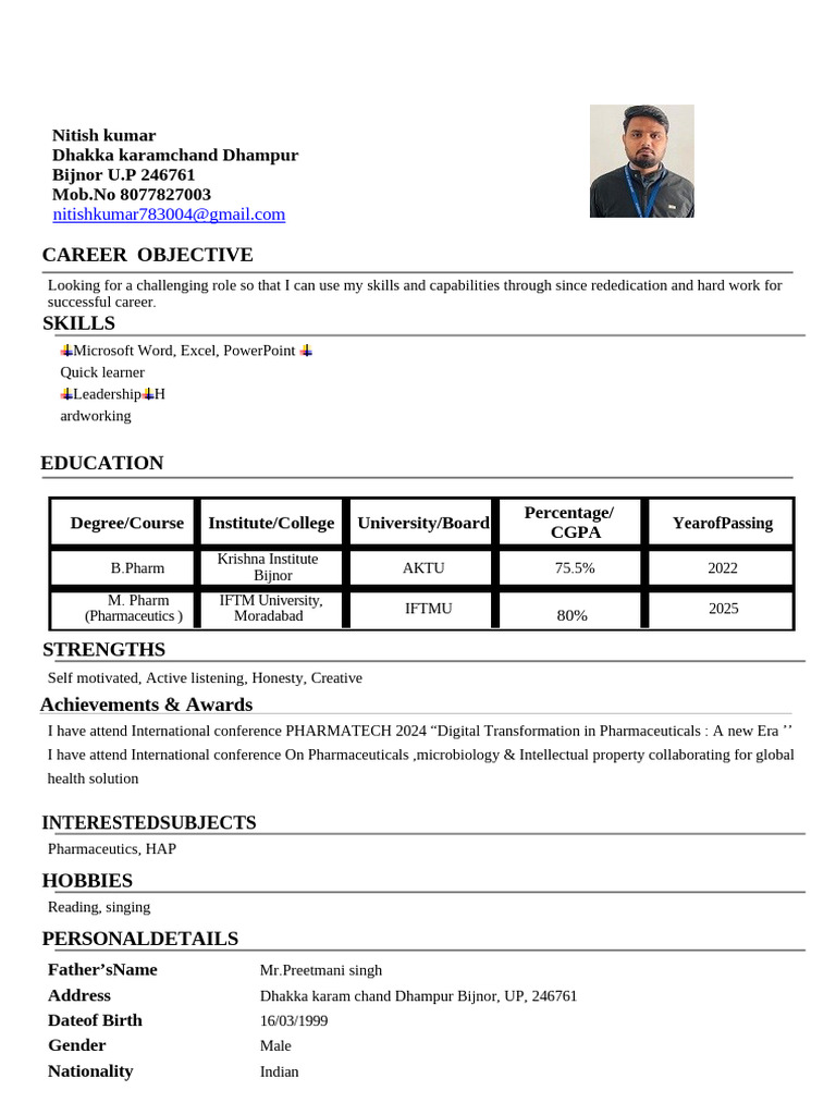 Nitish CV | PDF