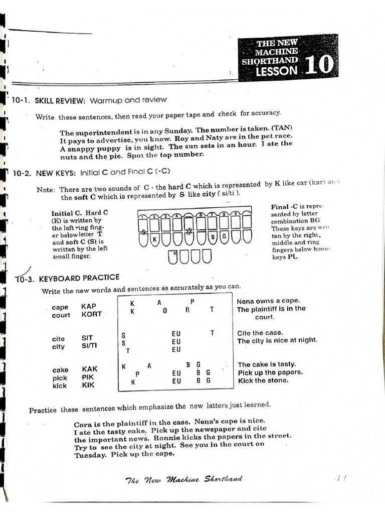 Machine Shorthand - Lesson 10 20 | PDF