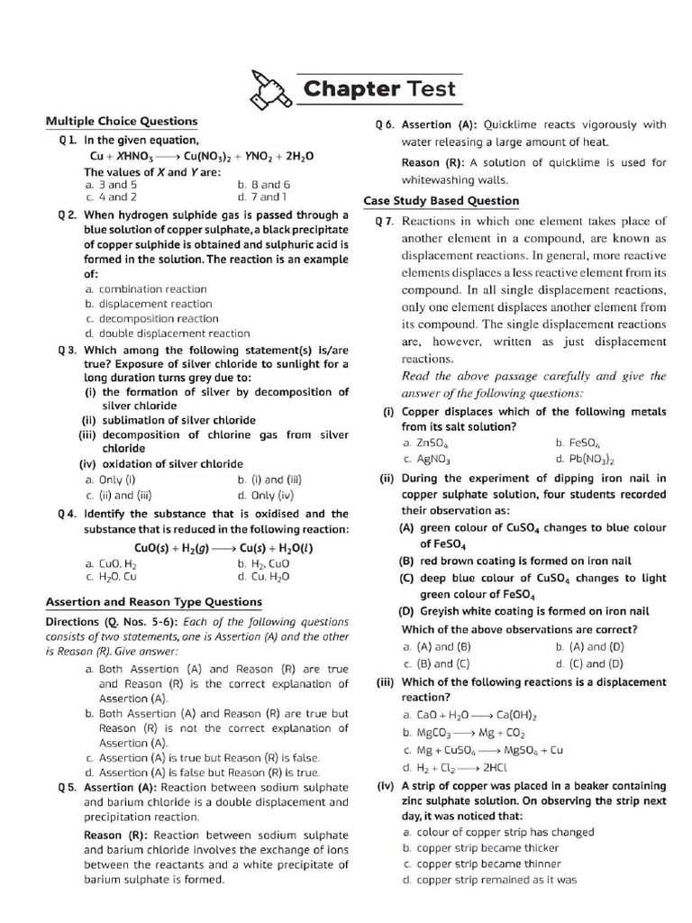 Chemical Reaction and Eq Test | PDF