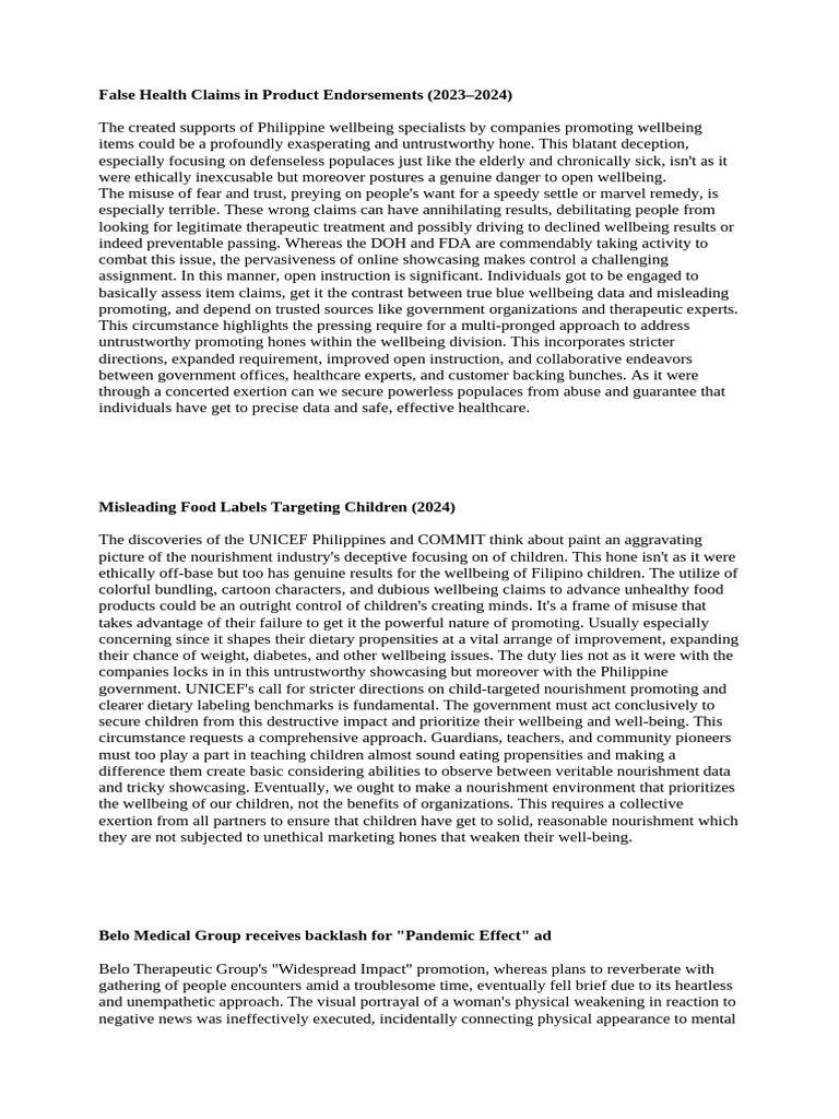 Combatting False Health Claims in Marketing | PDF | Well Being