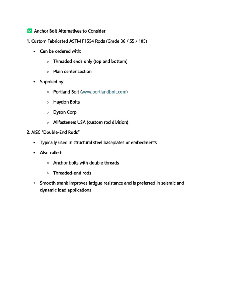 Sample Anchor Bolts | PDF