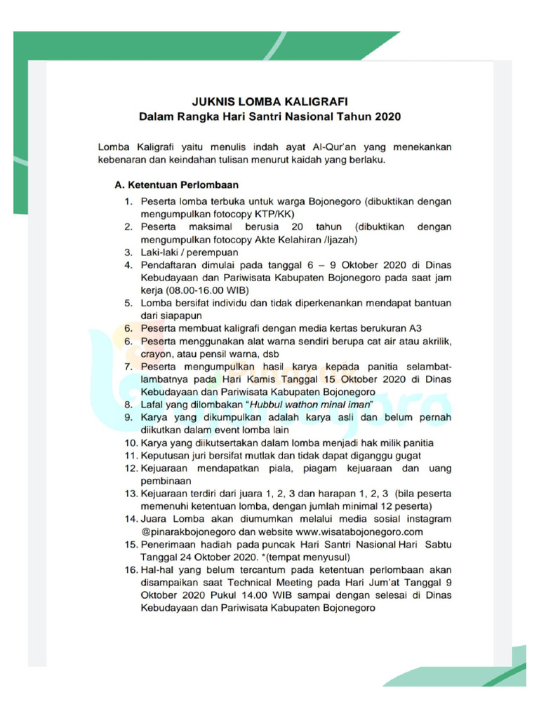 Juknis Lomba HSN Bojonegoro 2020 | PDF