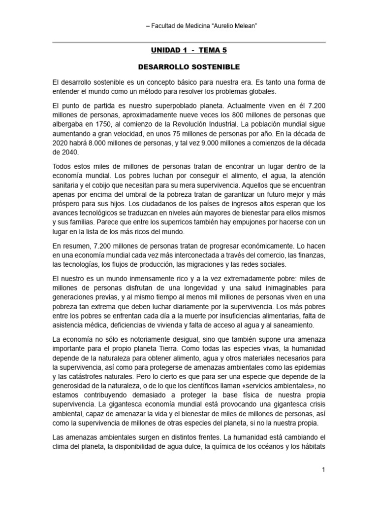 Tema 5 - Desarrollo Sostenible | PDF | Sustentabilidad | Desarrollo sostenible