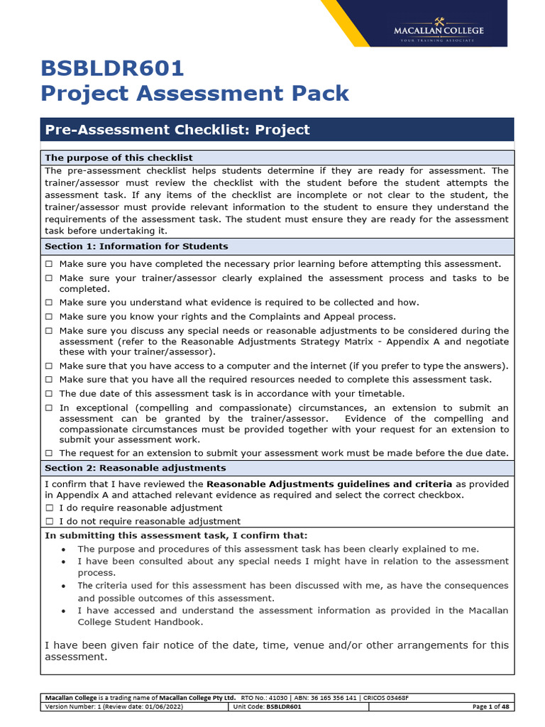 BSBLDR601 - Project Assessment.v1.0 | PDF | Marketing | Sales