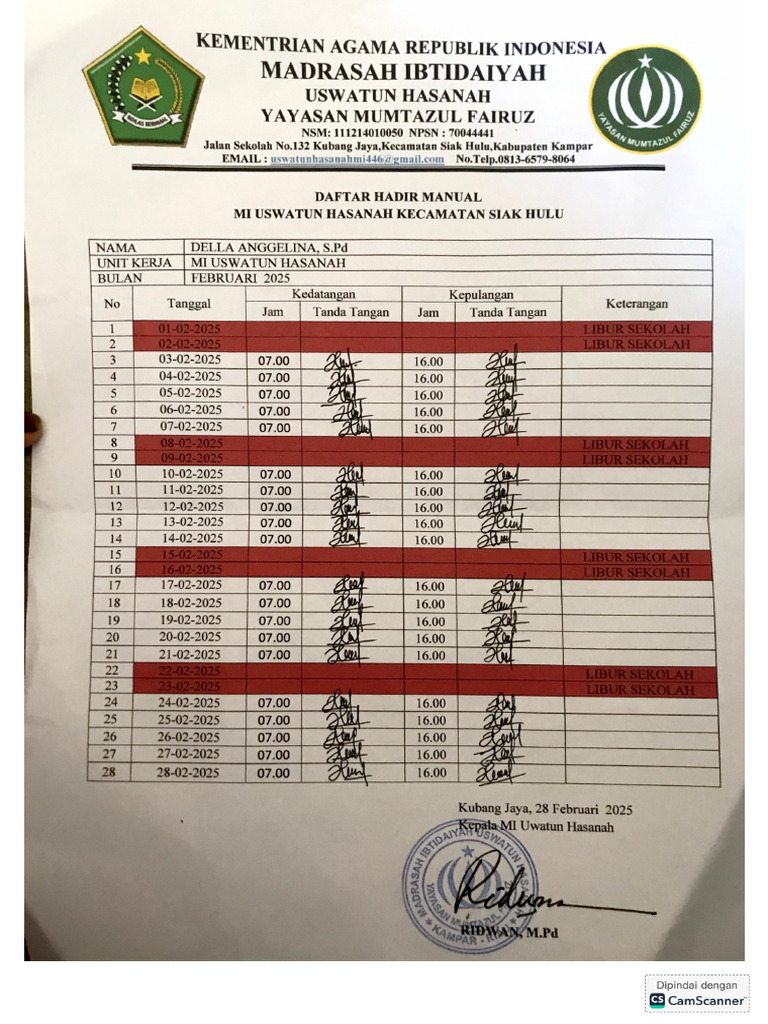 Absen Bulan Feb | PDF
