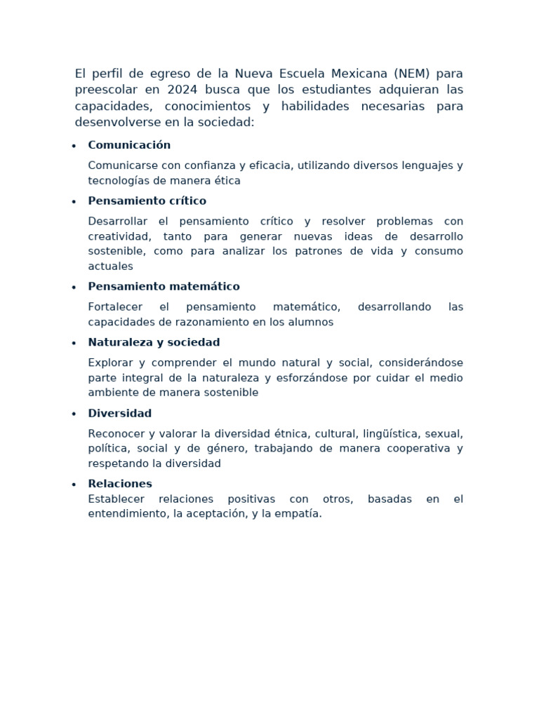 El Perfil de Egreso de La Nueva Escuela Mexicana | PDF