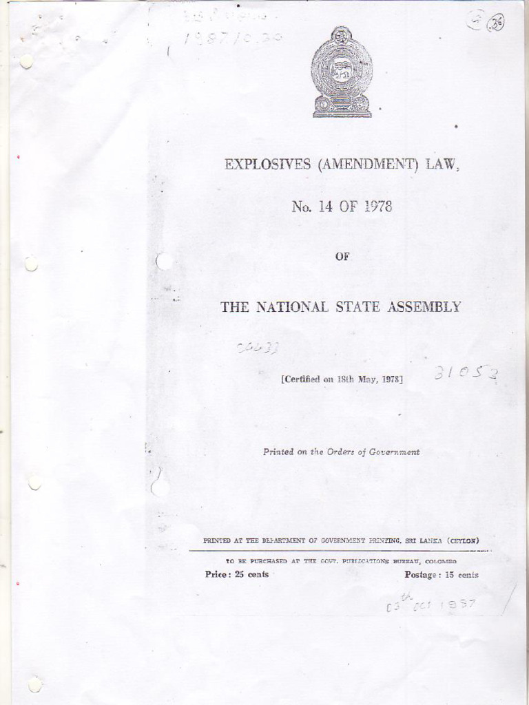 Explosive Act 1978 | PDF