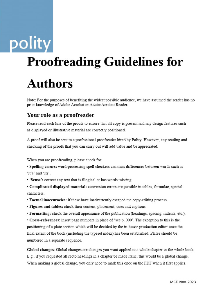 Proofreading Guidelines for Authors | PDF | Proofreading | Copy Editing