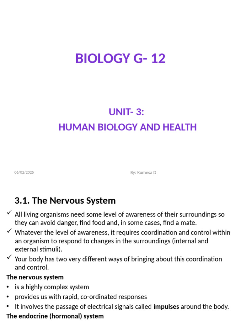 Bio 12 Unit 5. Human Biol. | PDF | Axon | Neuron