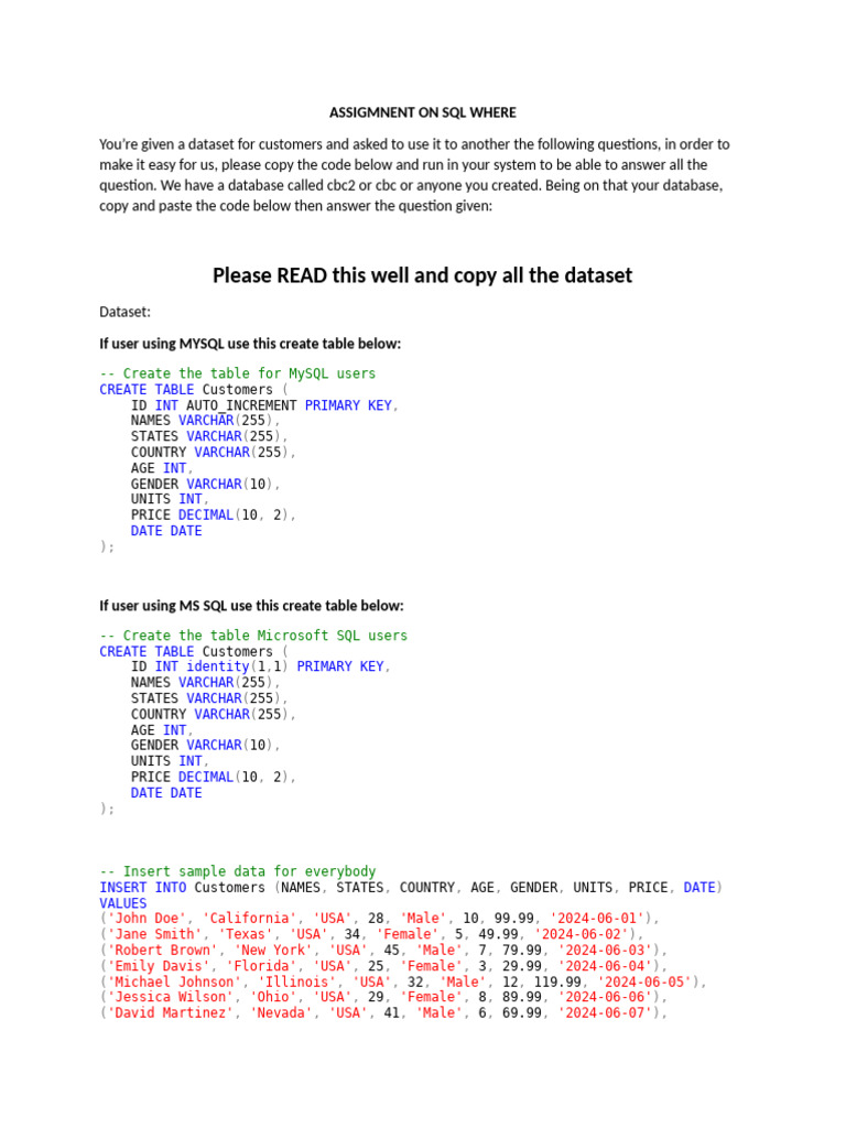 Assigmnent On SQL Where | PDF | Data Management | Databases