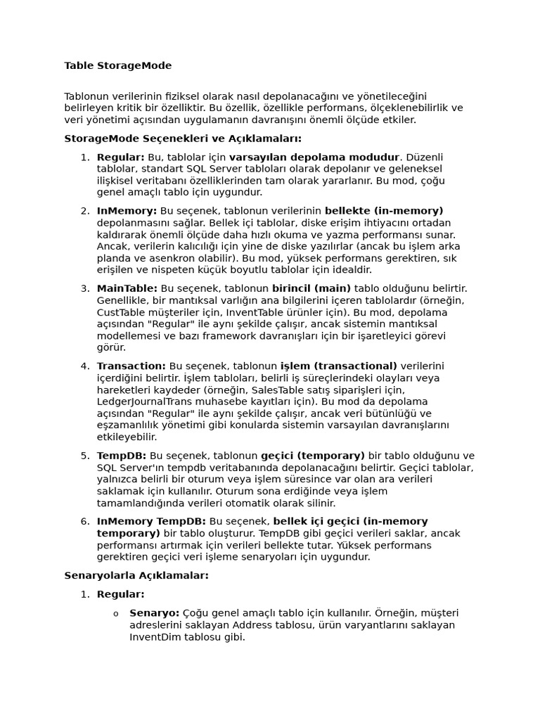 D365 Table StorageMode | PDF