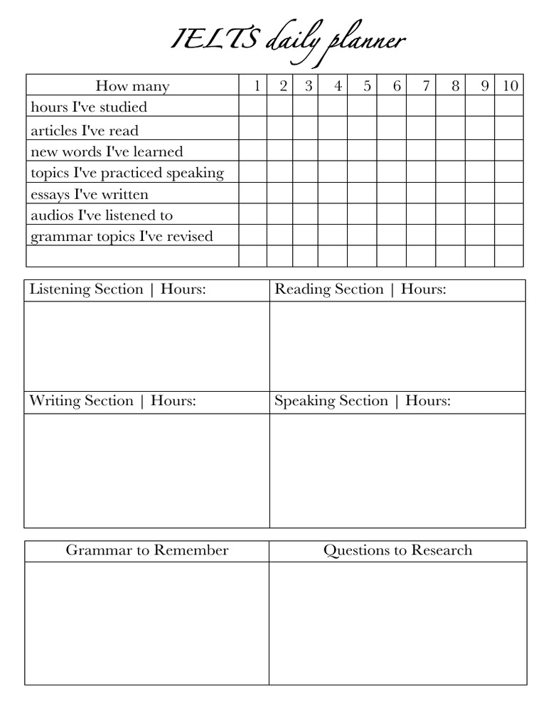 IELTS Daily Planner | PDF