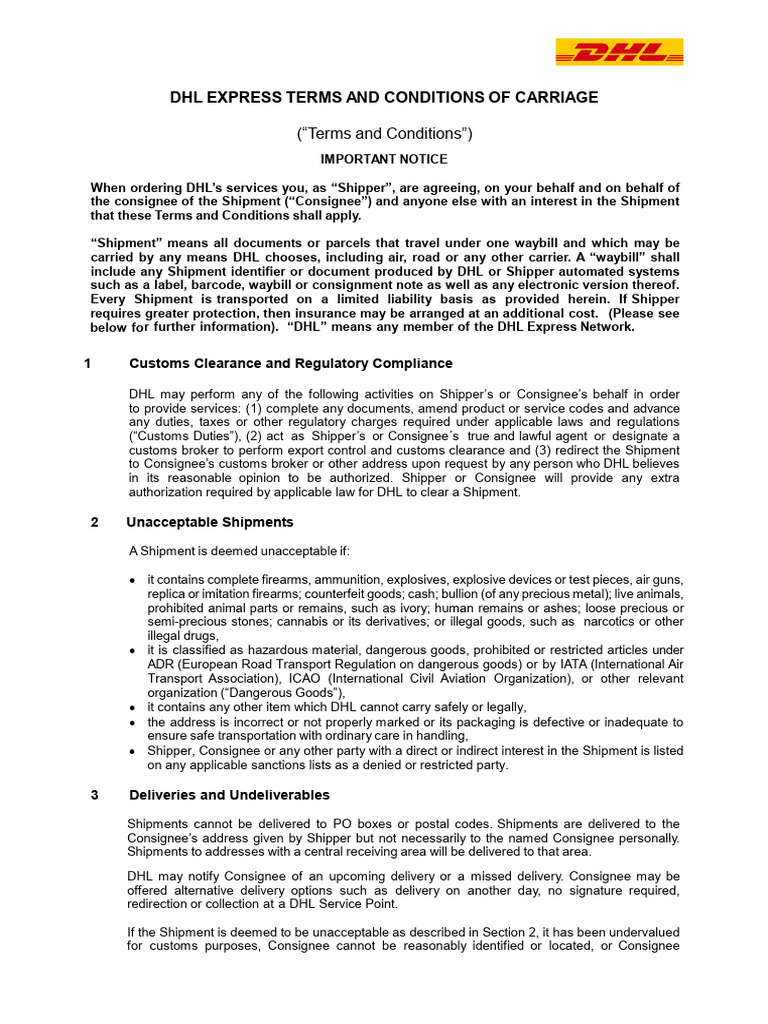 Terms Conditions of Carriage En-2021 | PDF | Dangerous Goods | Insurance