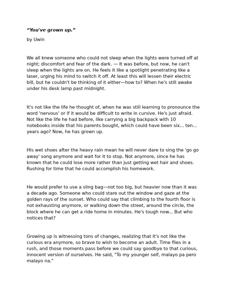 You've Grown Up. by Uwin | PDF