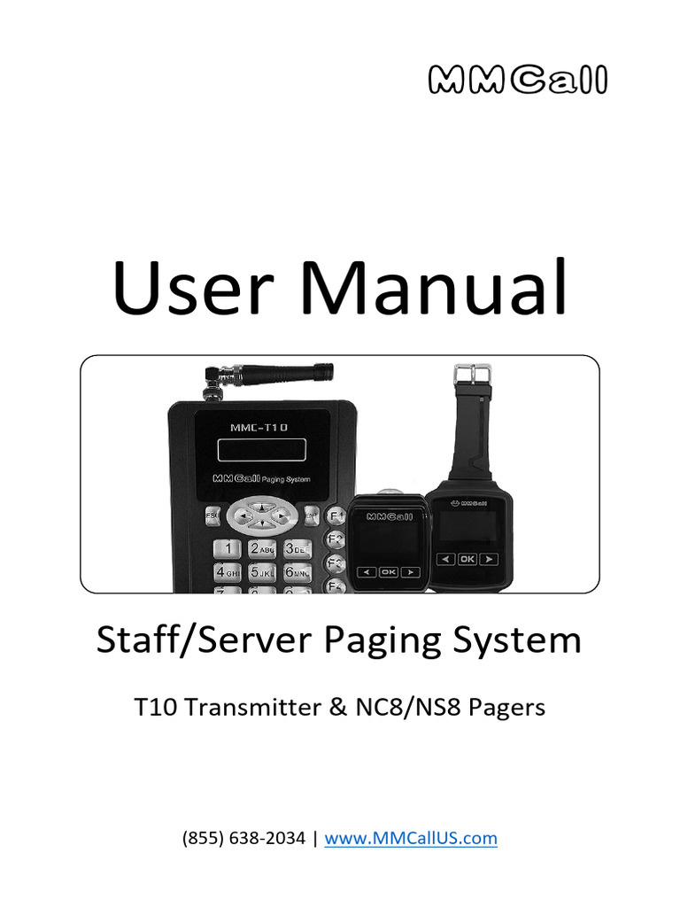 T10 Transmitter & NC8/NS8 Pager Manual | PDF | Telecommunications ...