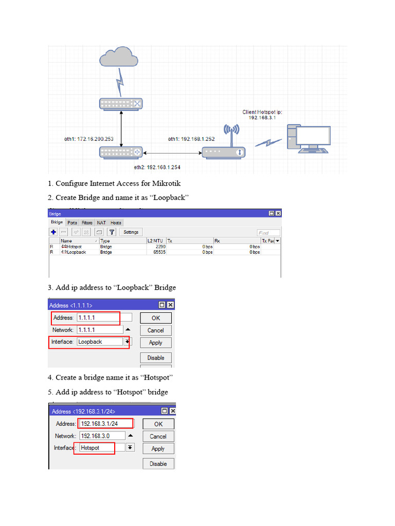 Configure Hotspot Mikrotik | PDF