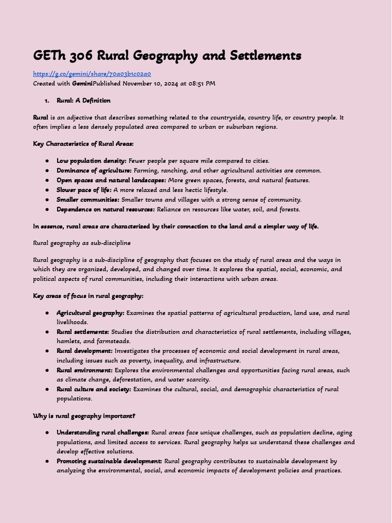 GETh 306 Rural Geography and Settlements | PDF | Agriculture | Poverty