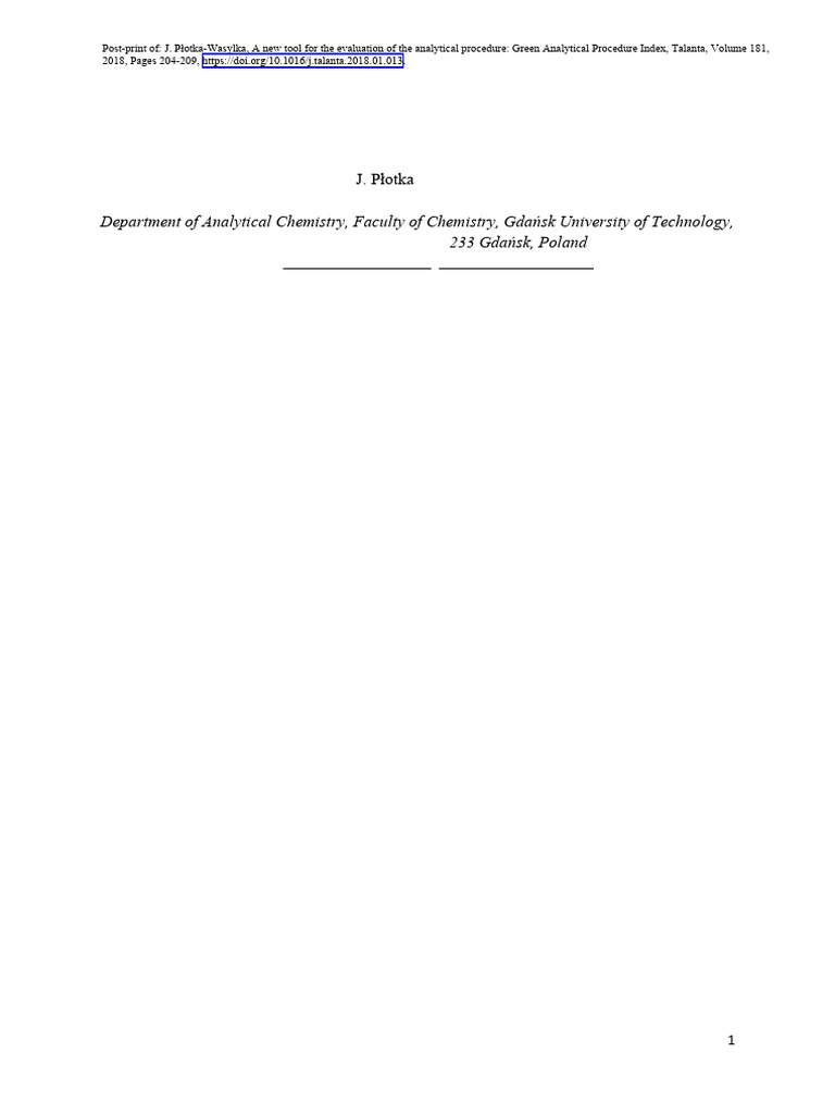 A New Tool For The Evaluation of The Analytical Procedure Green ...