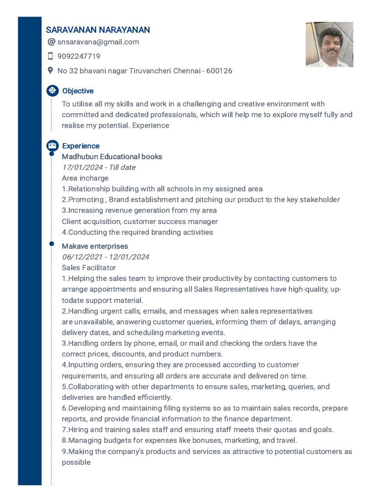 CV Saravanan 2025 | PDF | Sales | Marketing