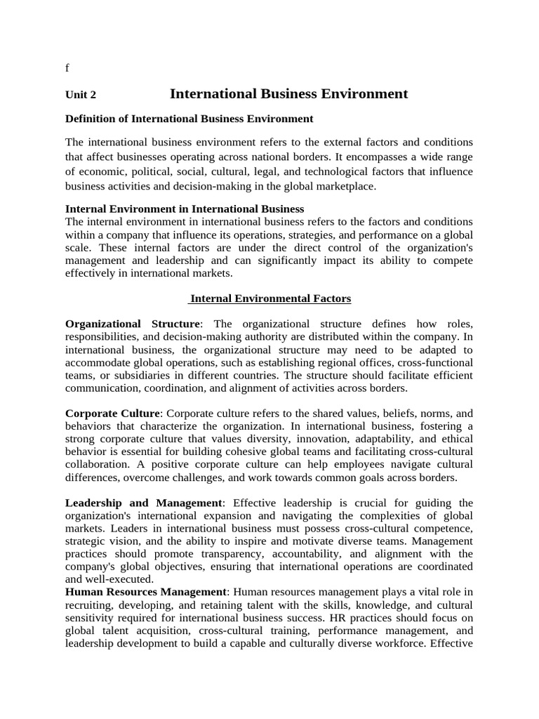 Unit-2 International Business Environment Final | PDF | Organizational ...