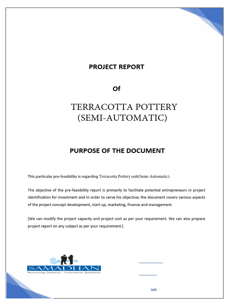 Pre-Feasibility Report: Terracotta Pottery | PDF | Working Capital ...