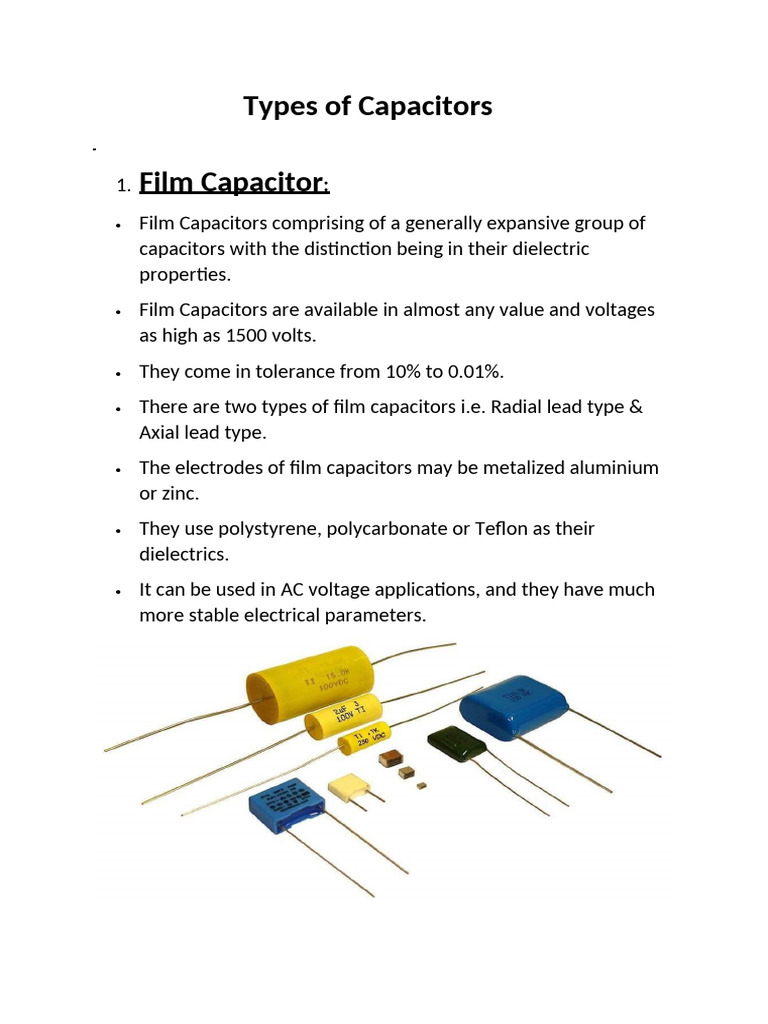 Types of Capacitors 1st | PDF