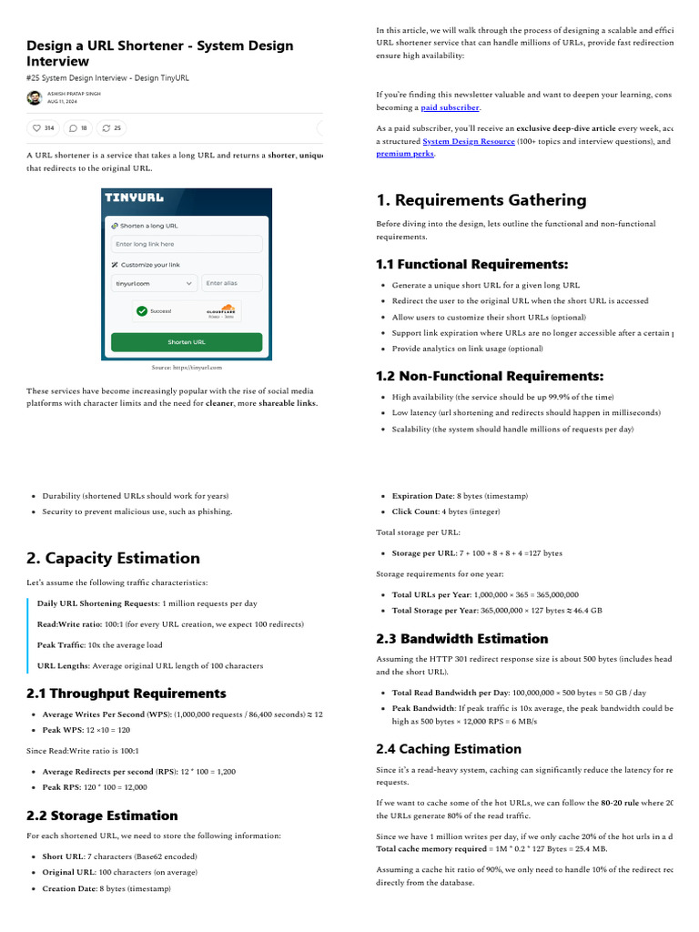 Design A URL Shortener - System Design Interview | PDF | Cache (Computing) | Databases