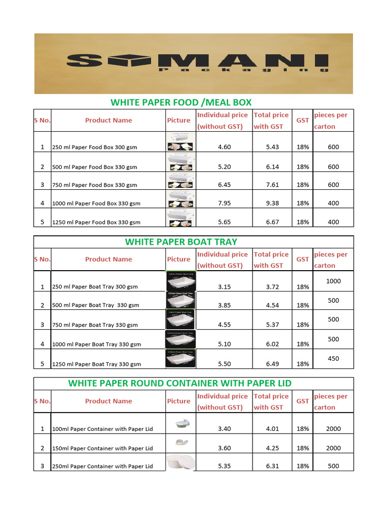 Somani Price List at Paper Kraft | PDF | Dairy | Dairy Products