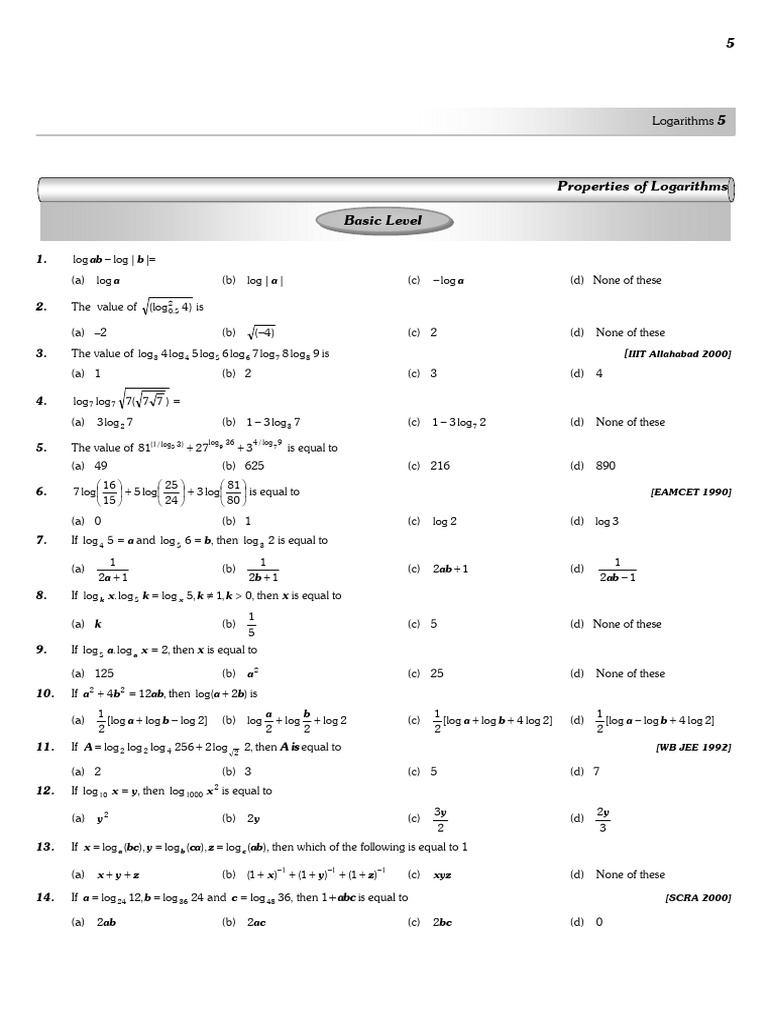 02 Log., Surds (E) Assignment | PDF | Mathematical Analysis | Abstract Algebra