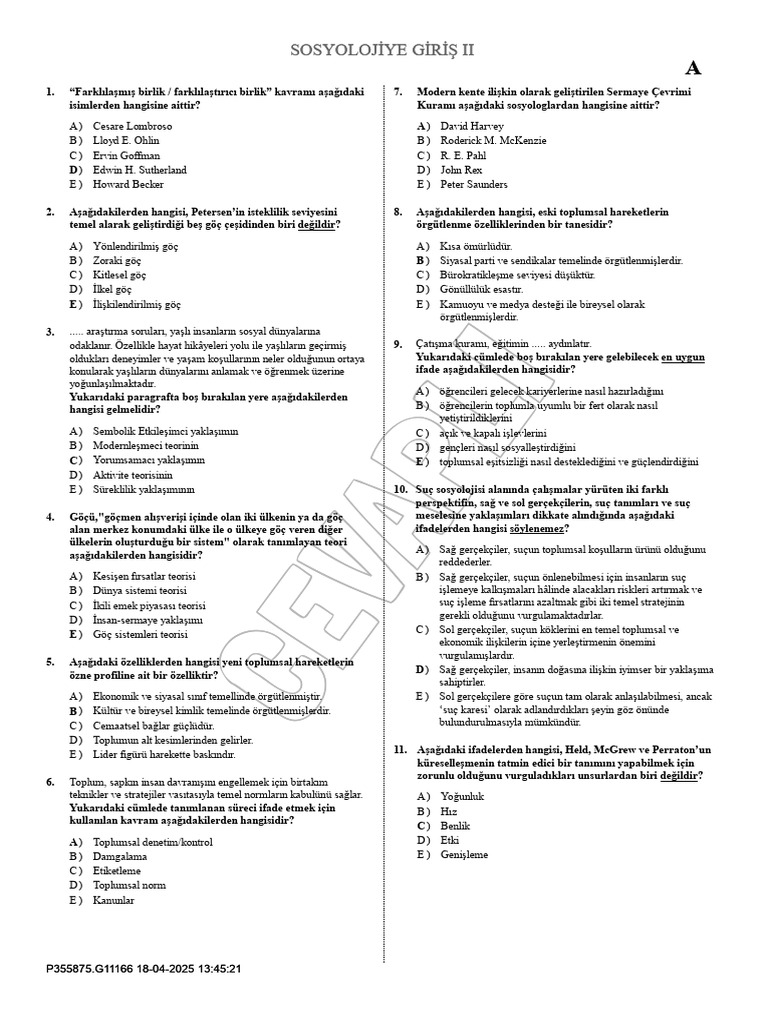 CEV Apli CEV Apli: Sosyolojiye Giriş Ii Sosyolojiye Giriş Ii | PDF