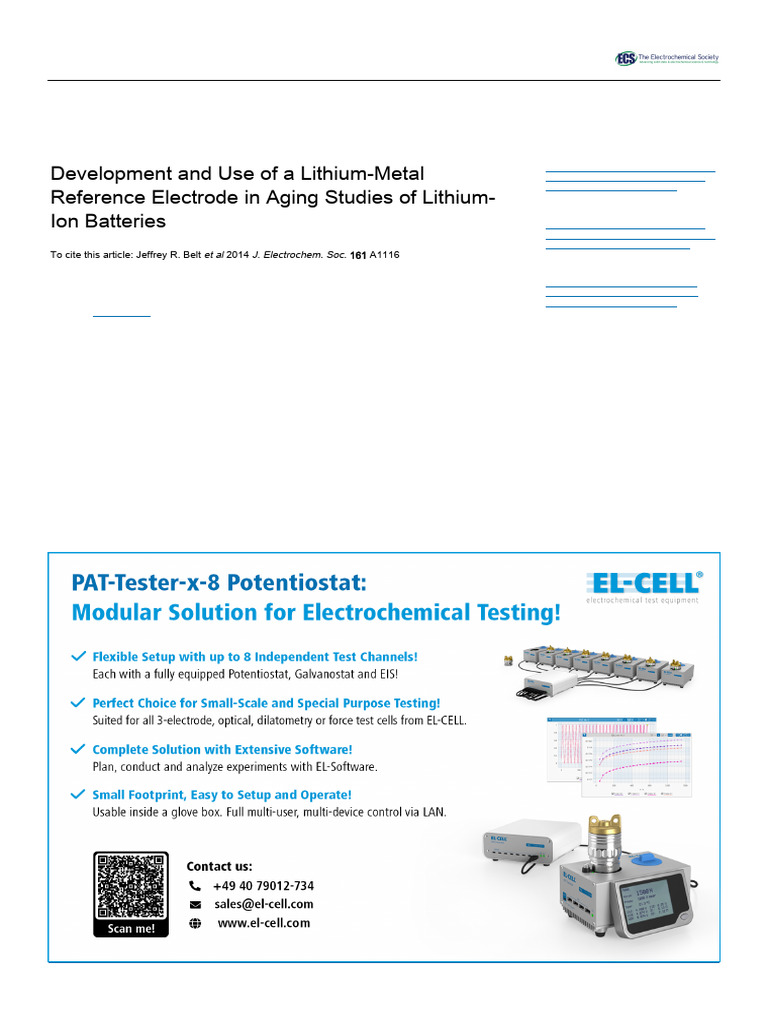Development and Use of A Lithium-Metal Reference Electrode in Aging ...