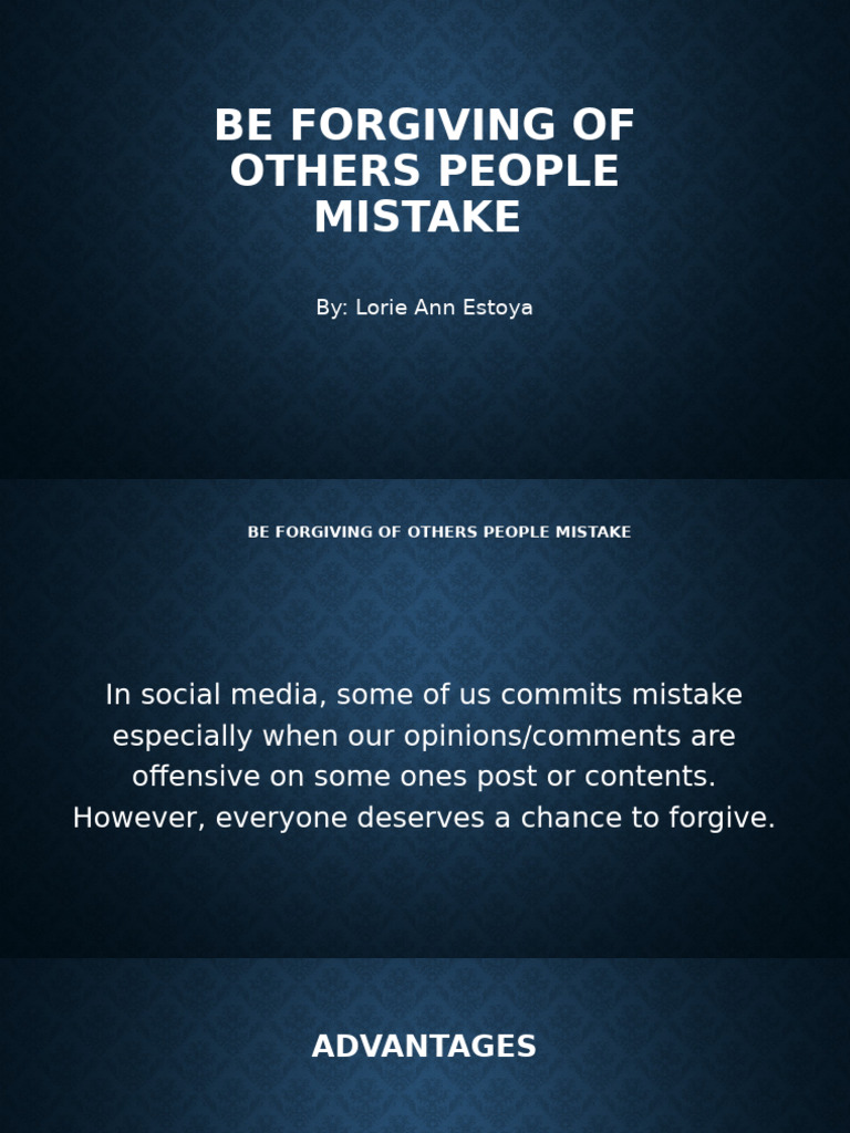 Be Forgiving of Others People Mistake | PDF