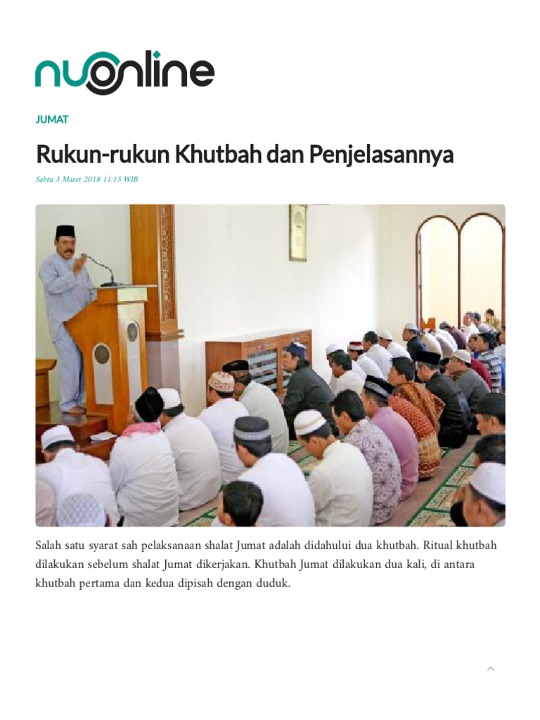 Rukun Khutbah Jumat dan Penjelasannya | PDF