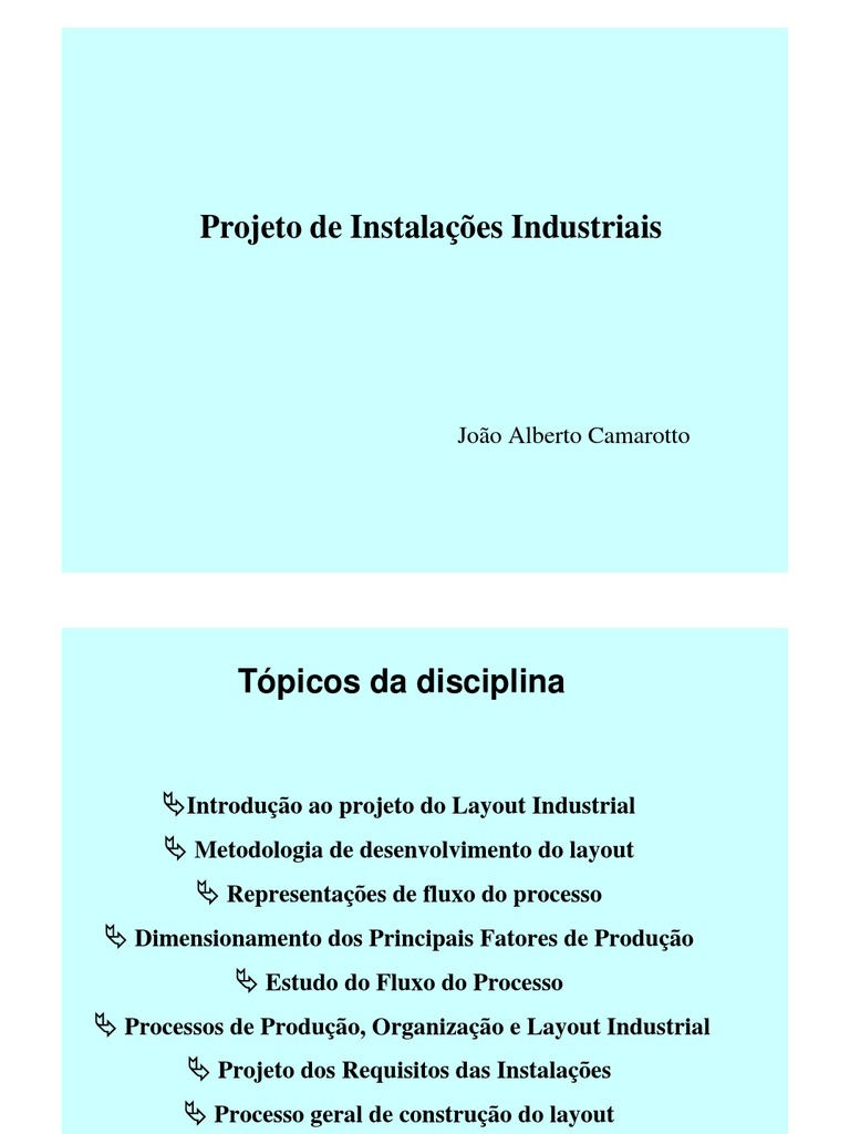 Projeto de Fábrica e de Instalações Industriais | PDF | Indústrias ...