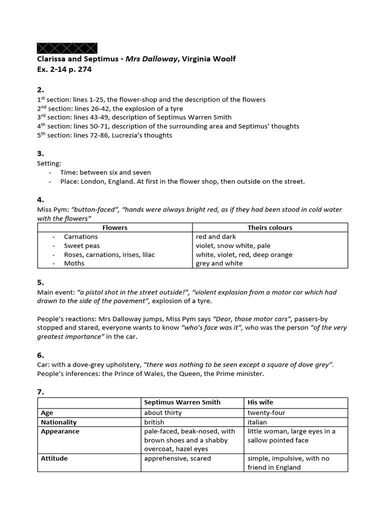 Mrs Dalloway, Clarissa and Septimus | PDF | Mrs Dalloway