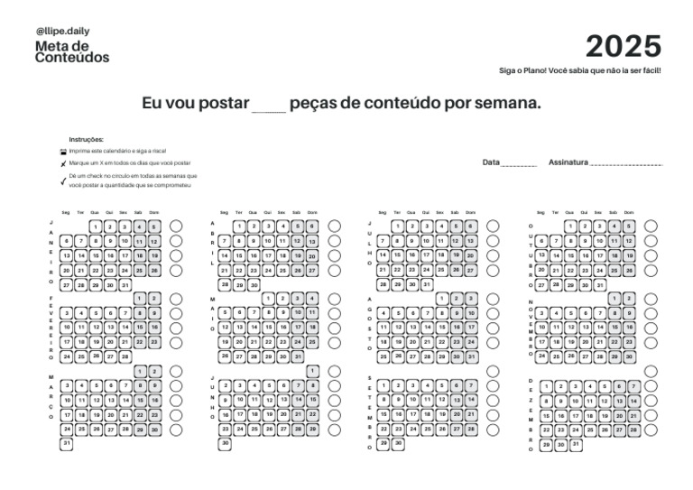 Calendário de Metas 2025 | PDF