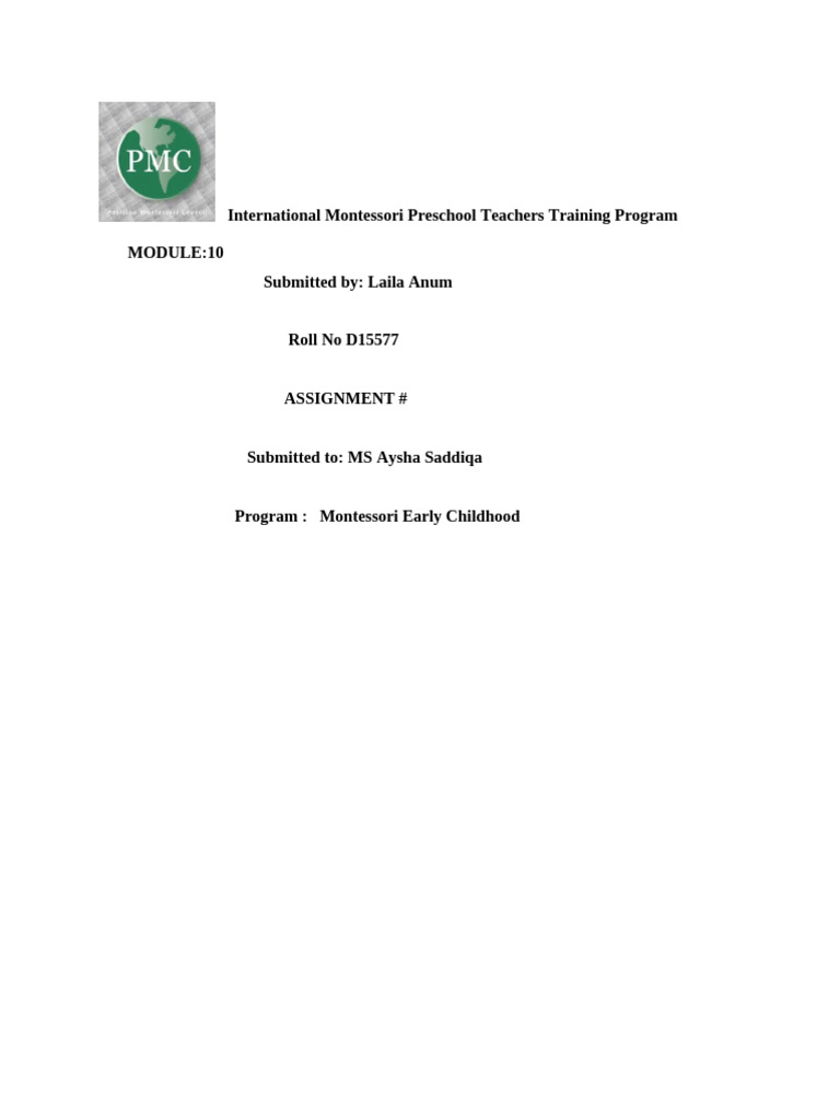 International Montessori Preschool Teachers Training Program | PDF ...