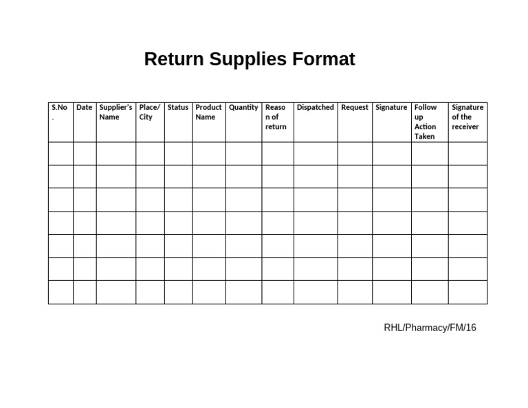 Supply Return Slip Format | PDF