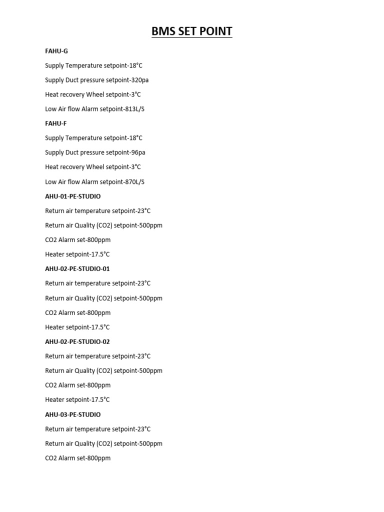 7.9 BMS Setpoint | PDF