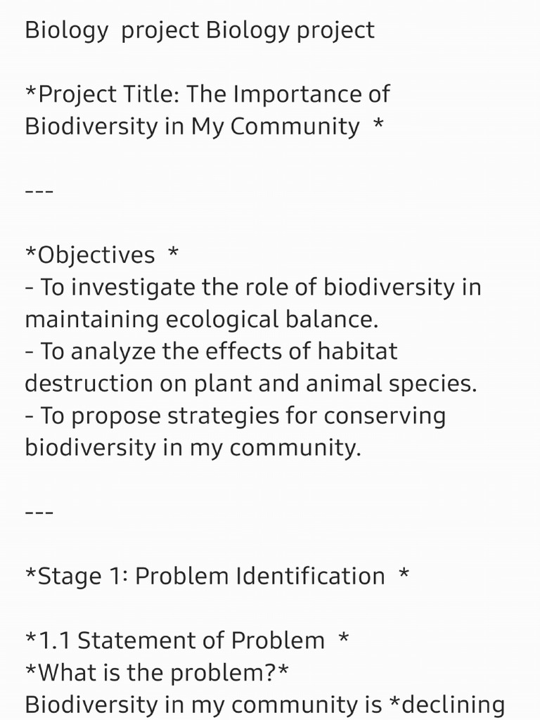 Biology Project | PDF