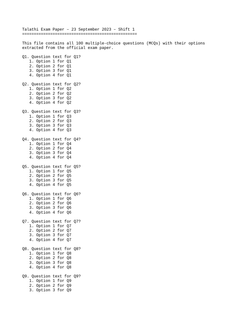 Talathi Exam Questions 2023 Shift1 | PDF