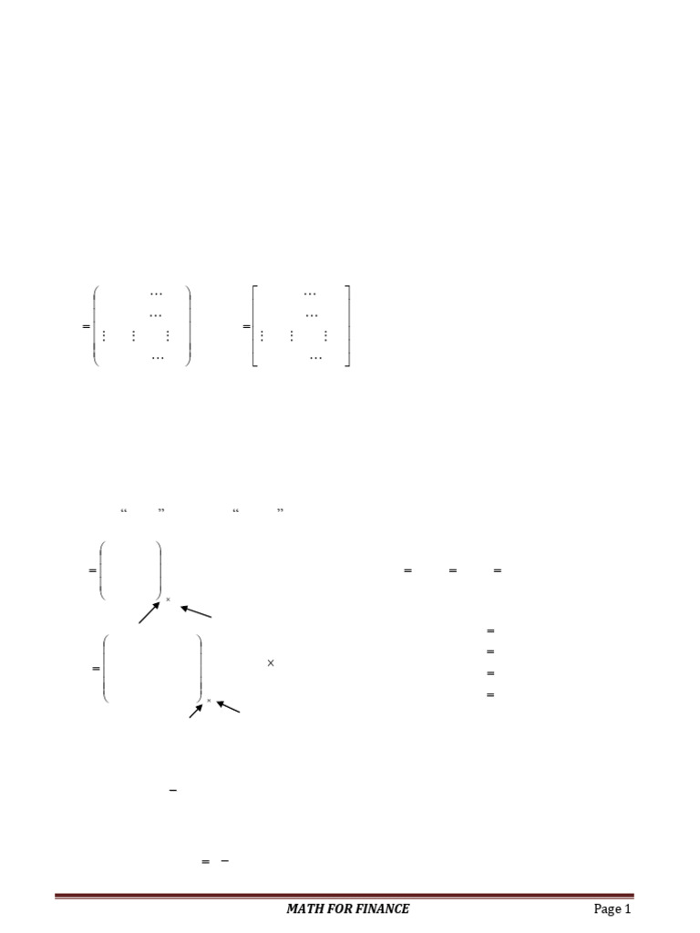 Matrix Algebra for Finance Basics | PDF | Matrix (Mathematics ...