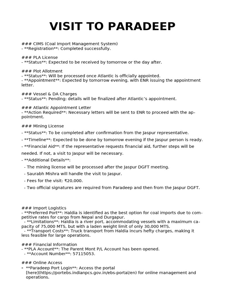 Visit To Paradeep | PDF