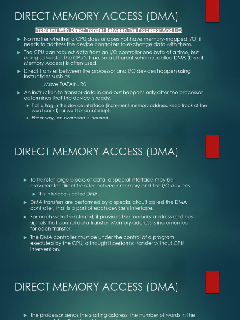 Direct Memory Access (Dma) | PDF | Input/Output | Central Processing Unit
