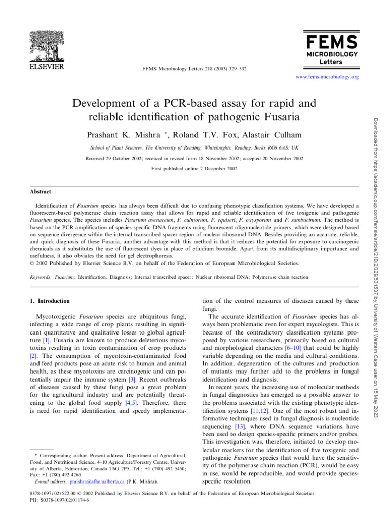 Development of a PCR-based Assay for Rapid And | PDF | Polymerase Chain ...