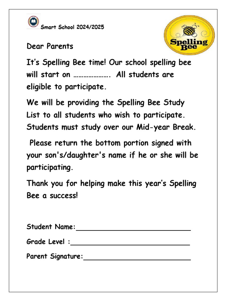 Spelling Bee Invitation and Details | PDF