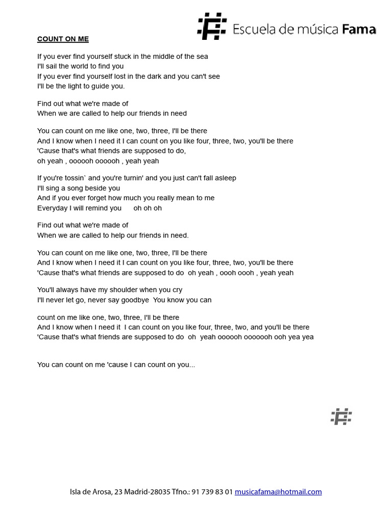 Count On Me | PDF